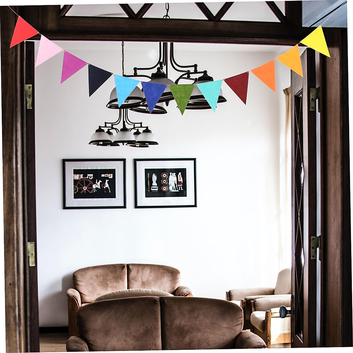 Abaodam 36 Pcs Triangle Felt Flag Rainbow Banners Birthday Party Banner Triangle Bunting Flag Felt Bunting Baby Shower Banner Fabric Pennant Banners New Year Child Decorations Multicolor