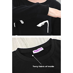 GORLYA Girl's Pullover Tops Cute Cartoon Graphic Print Sweatshirt Clothes for 4-14 Years Kids (GOR1059, 11-12Y, Black)