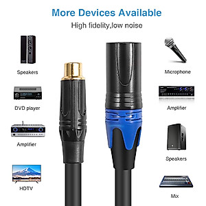 Disino Female RCA to XLR Male Cable,XLR to RCA Converter Audio Adapter Patch Cable - 3.3 feet