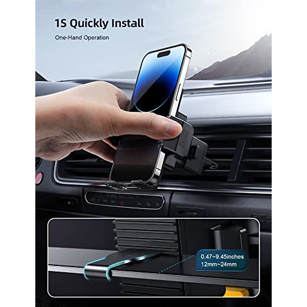Lamicall Car Vent Phone Mount Phone Holder for Car Air Vent Clip in Vehicle [Big Phone & Thick Cases Friendly] Hands Free Cell Phone Automobile Clamp Cradles, Fit for All iPhone Samsung Phones