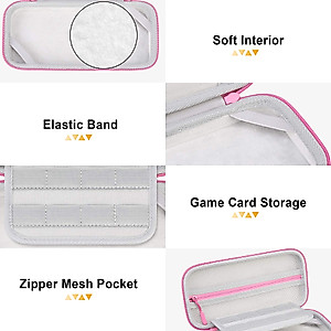 BOVKE Hard Storage Case for Blaze Evercade EXP Handheld, Extra Mesh Pocket for Evercade EXP Console Charging Cable, Cartridges and Other Accessories, Black