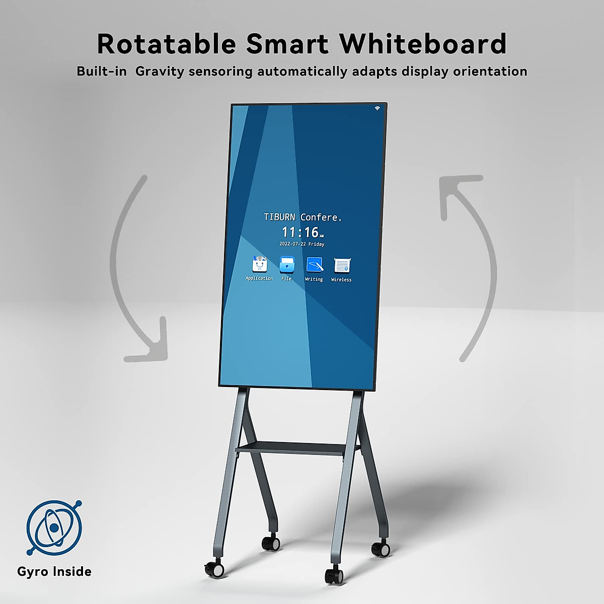 Smart Board, TIBURN FLIP HUB 55" S1 4K UHD Smart Whiteboard, Rotating Adaptive Nano Capacitive Smartboard, All-in-One Digital Whiteboard for Home and Businesses (Includes Movable Rotatable Stand)