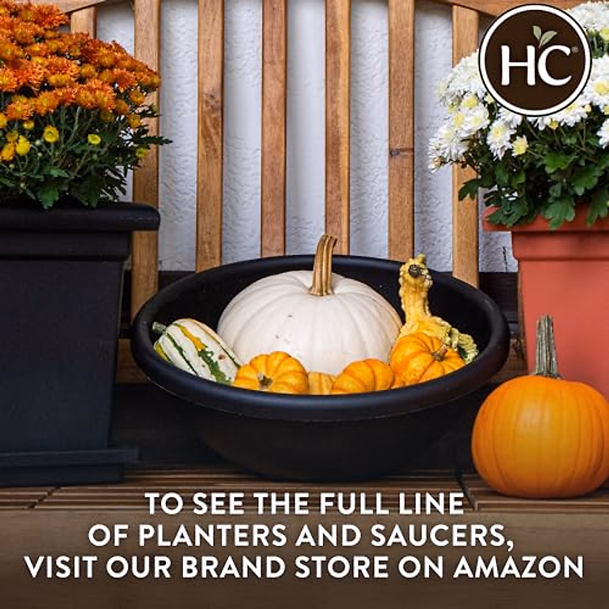 The HC Companies 15.5 Inch Large Garden Bowl Planter - Shallow Plant Pot with Drainage Plug for Indoor Outdoor Flowers, Herbs, Chocolate