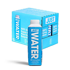 JUST Water, Premium Pure Still Spring Water in an Eco-Friendly BPA Free Plant-Based Bottle - Naturally Alkaline, High 8.0 pH - Fully Recyclable Boxed Carton, 16.9 Fl Oz (Pack of 12)