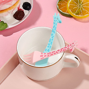HomeSoGood 12Pcs Giraffe Fruit Fork, Mini Cartoon Snack Cake Dessert Fruit Pick Toothpick Salad Cocktail Sticks Party Supplies