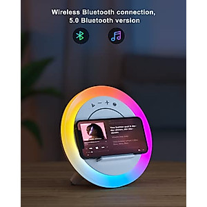 SIDVAR Bluetooth Speaker Night Lightsr, Wireless Charging Modern Speaker,Best Teenage Birthday Gift Ideas,Gifts for Women, Men, Dad, Mom(5W Wireless Charging