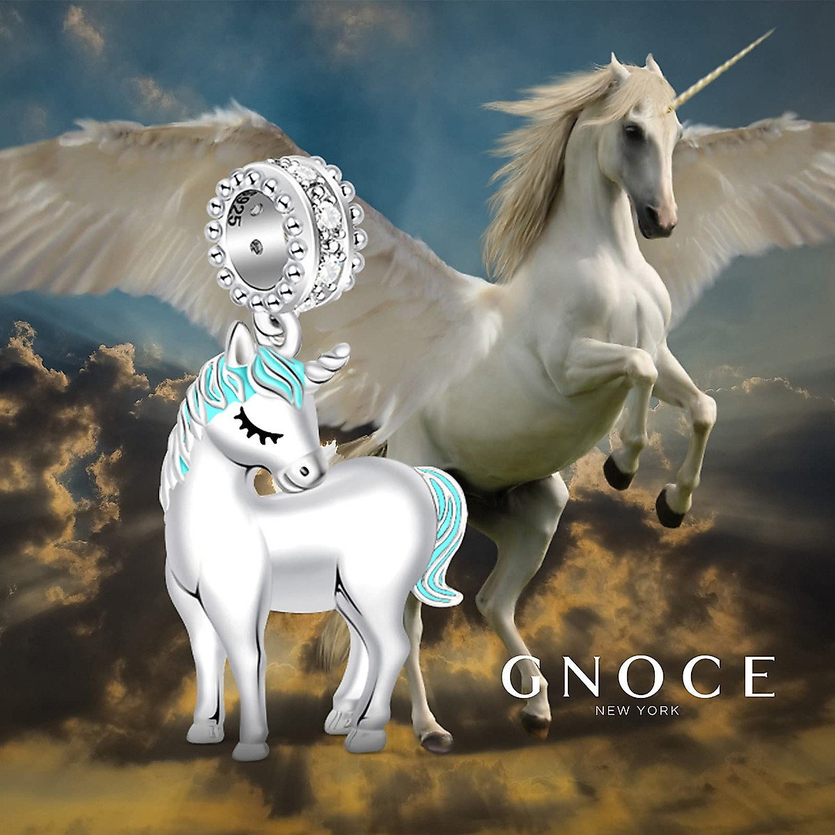 GNOCE 925 Sterling Silver Charms for Women's Charm Bracelets & Necklace Unicorn Charm For Women Mother's Day Gifts - Silver