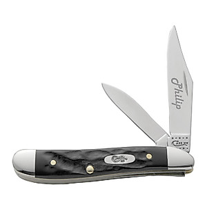 Personalized Rough Black Peanut Pocket Knife - Free laser engraving