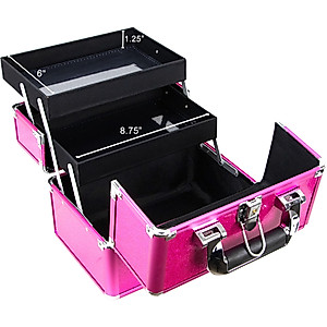 Ver Beauty DVK002-59 2-Tiers Extendable Trays Art Craft Supplies Storage Portable Box Tool Case Organizer Travel – VK002 Magenta Glitter