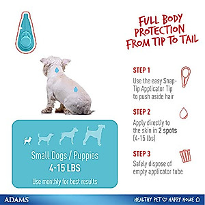 Adams Plus Flea and Tick Spot On for Dogs, Small Dog Flea Treatment, 5-14 Pounds, 3 Month Supply