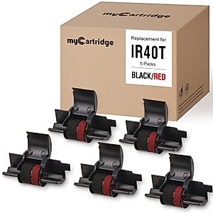 5 Pack Ir40t MYCARTRIDGE for IR40T IR-40T Compatible with Sharp EL-1750V EL-1801V, Casio HR-100TM HR-170RC Canon P23-DHV CP13 Calculator (Individual Packaging,Black and Red)
