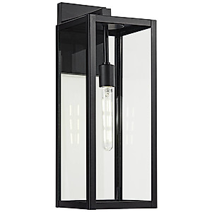 John Timberland Titan Modern Industrial Outdoor Wall Light Fixture Mystic Black Metal 20" Clear Glass Damp Rated for Exterior House Porch Patio Outside Deck Garage Yard Front Door Garden Home