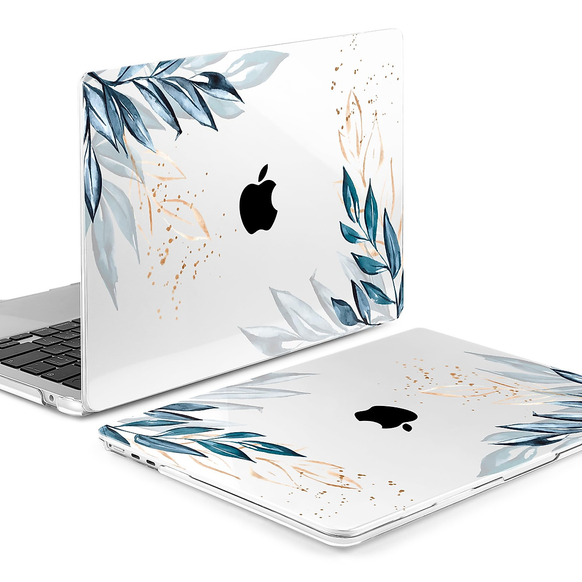 MEEgoodo for M3 MacBook Air 15 inch Case 2024 2023,Clear Case Fit Model A3114 A2941 with M3/M2, Laptop Hard Shell with Keyboard Cover & Camera Cover & OTG Adapter for 15.3-inch, Blue Watercolor Nature