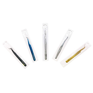 Tool Alement Canadian Stainless Steel Eyelash Extension Tweezers,14cm Semi Curve Eyelash Tweezers M-PK14-8007