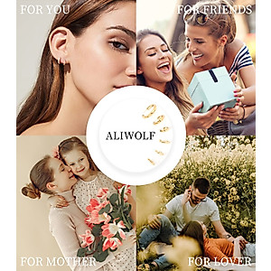 6 Pairs Gold Hoop Earrings Set 14k Gold Plated Huggie Earrings Hypoallergenic Chunky Twisted Thick Jewelry for Multiple Piercing Christmas Gift for Women (6 pairs gold hoop style-04)