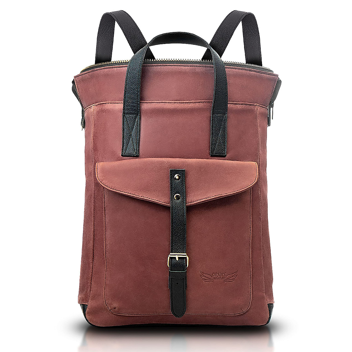 ORNA'S LEATHER ART | Medium Sized and Mini SWAN Everyday Leather Backpack Set. Real Leather in a Stylish Chic Backpack with Practical Contemporary Design