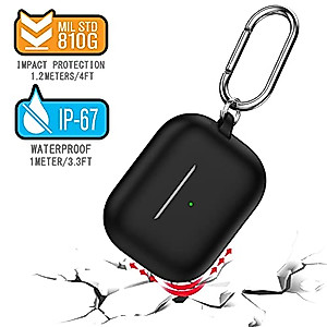 R-fun AirPods Pro Generation Case Cover with Cleaner kit and Replacement Ear Tips(XS/S/M/L), Full Protective Silicone for Apple AirPods Pro 2019 Charging Case - Black