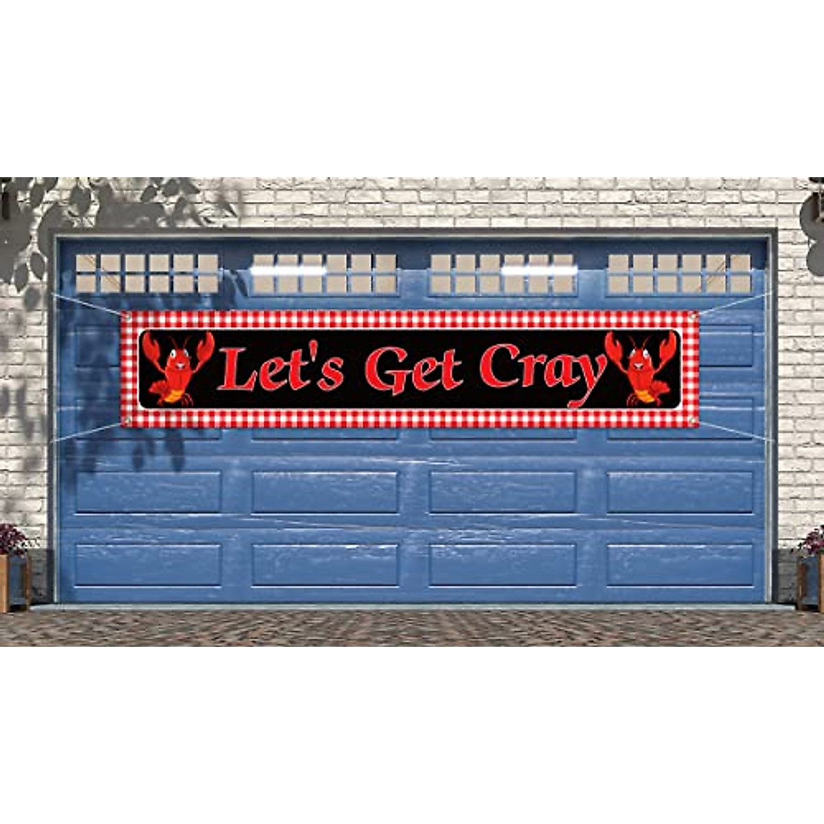 Nepnuser Crawfish Party Decorations Let's Get Cray Fence Banner Lobster Boil Themed Birthday Party Supply Front Yard Garden Sign
