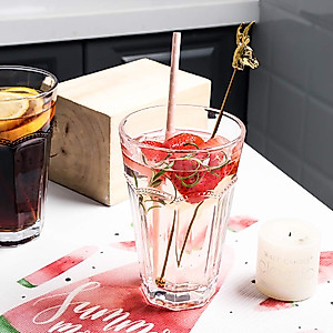 G Pearl Ridge Large Highball Drinking Glasses Set Of 6,13 oz Durable Stackable Iced Beverage For Soda, Juice, Milk, Coke, Beer Spirits Old Fashioned Glasses - Dinner Bar,Water Tumblers For Daily Use