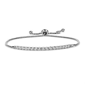 Tirafina Diamond Adjustable Bolo Bracelet for Women, Sterling Silver, Easy-On Easy-Off - 1/10 cttw (6, 7 and 8 inch Wrist Size)