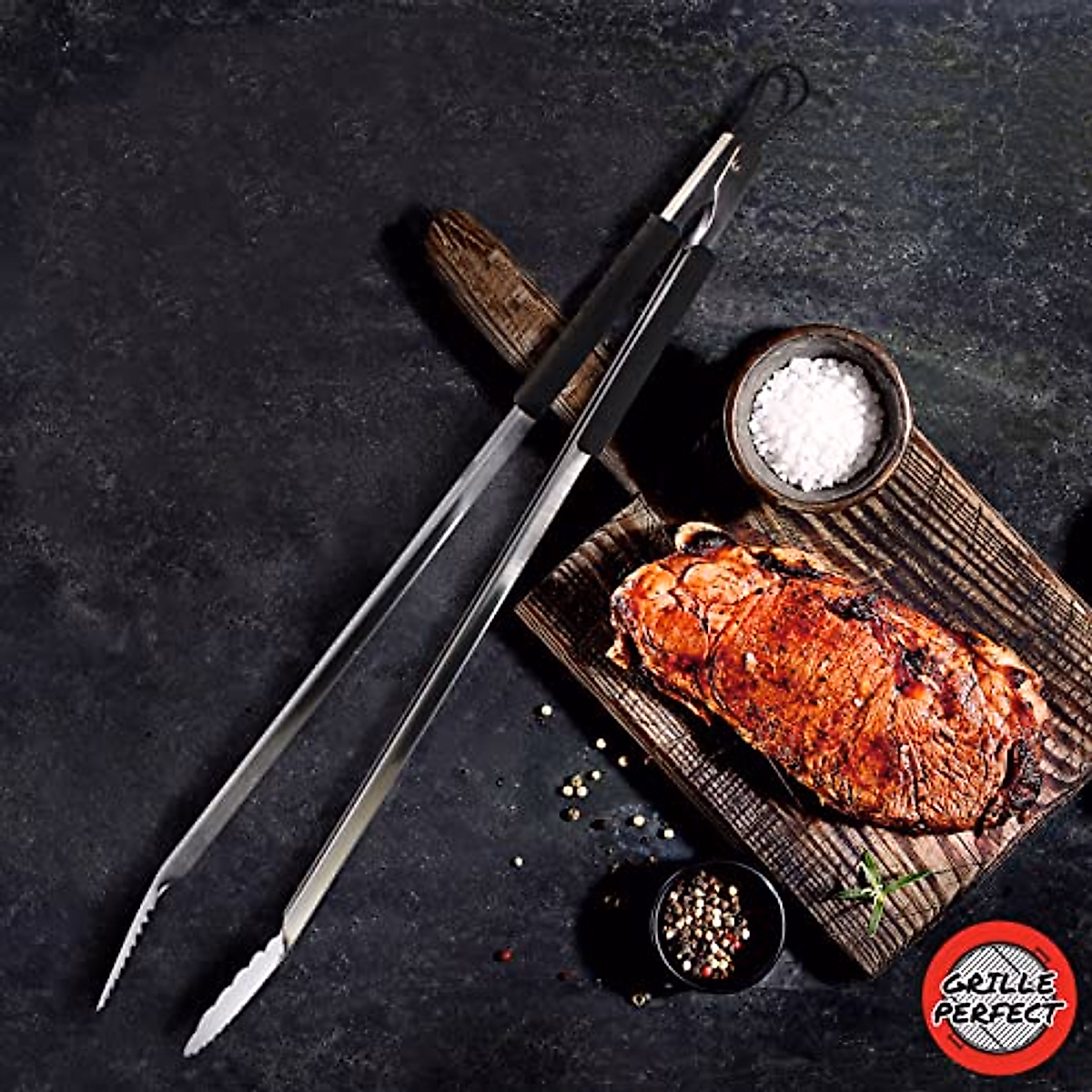 Grill Tongs Super Long 24-inch Heavy Duty for BBQ and Grilling | Extra Long Stainless Steel Grilling Tongs for Outdoor Grill and Kitchen Cooking | Long Metal Tongs with Safety Hand Grips