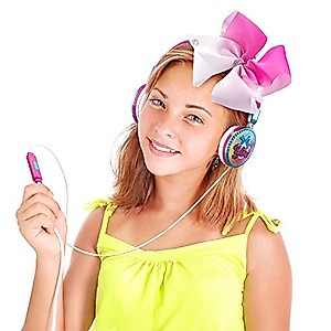 JoJo Siwa Bow Fashion Headphones with Built-in Microphone for Video Call or Zoom Meeting, Wired Headphones & Travel Pouch Designed for Fans of JoJo Siwa Gifts
