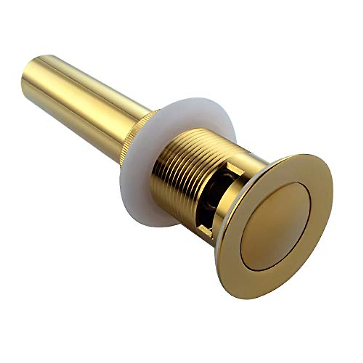 Bathroom Sink Drain Gold, Angle Simple Brass Pop Up Drain, Vanity Sink Stopper Drain Assembly, with Overflow