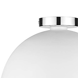 Novogratz x Globe Brady 1-Light Semi-Flush Mount Ceiling Light, Matte White, Chrome Details,61091