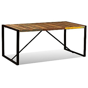 WHOPBXGAD Dining Table,Wooden bar Table, Industrial Restaurant bar Table Suitable for Living Room, Dining Room, Bistro Table,Solid Reclaimed Wood 70.9"