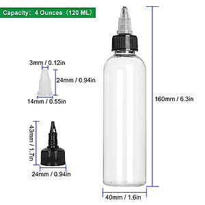 ABuff 32-Pack Clear Dispensing Bottles, 120ml/4 Ounce Plastic Squeeze Condiment Bottles with Twist-on Cap Lids - Round Plastic Squeeze Bottle for Ketchup,Mustard,Olive Oil and More