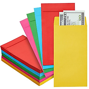 100 Pack Colorful Money Envelopes for Cash, Payroll, Money Saving, Coins, Currency, 100GSM (4 x 7 In)