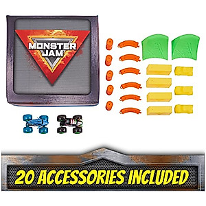 Monster Jam, Ultimate Arena Playmat with 2 Exclusive Die-Cast Monster Trucks, Megalodon and Grave Digger, 20 Accessories, Kids Toys for Boys and Girls Ages 3 and up (Amazon Exclusive)