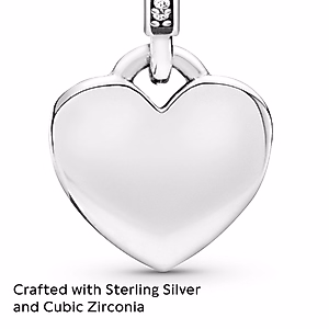 PANDORA Heart Dangle Charm - Compatible with PANDORA Moments Bracelets - Jewelry for Women - Made with Sterling Silver & Cubic Zirconia