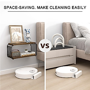 MXCSE Floating Nightstand Shelves – Modern Night Stand for Bedroom, Floating Nightstand, Durable Floating Shelf for Books, Nightstand Bedside Table, Mid Century Wall Shelves Nightstand (1, Brown)