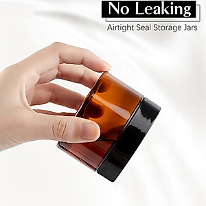 TUZAZO 4 Oz Amber Plastic Cosmetic Jars Leak Proof Small Container with lids for Cream, Lotion, Powder, Ointments, Beauty Products, 24 Pcs