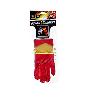 Red Ranger Gloves for Kids, Official Power Rangers Dino Fury Costume Accessories, Child Size