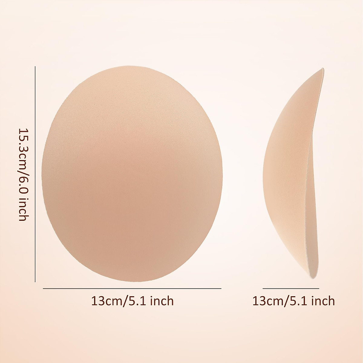 DYNWAVE 3 Pairs Women Oval Bra Pad Inserts Sponge for Swimsuits Bathing Suit Beige