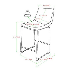 Walker Edison Douglas Urban Industrial Faux Leather Armless Counter Chairs, Set of 2, Black