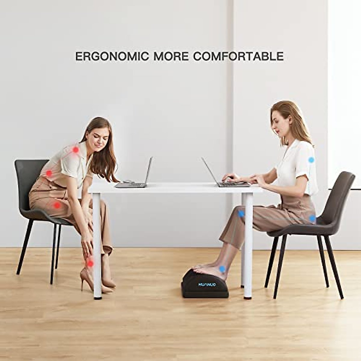 Foot Rest for Under Desk at Work, with 2 Optional Covers for Replacing, Double Layer Adjustable Foot Rest for Office, Home, Airplane, Travel, by HUANUO
