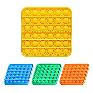 NiHealth Fidget Pack 4-Pack Push Pop Bubble Fidget Sensory Toy, Fidget Toys for Stress Anxiety Relief, Bubble Popper Fidget Toy, Silicone Squeeze Toy for Kids Adults (4 Colors Square)
