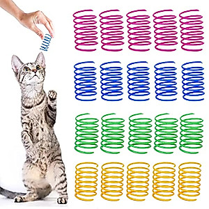 YUAAO 40 Pack Cat Spring Toys, Durable Plastic Coils for Indoor Active - Colorful 1 Inch Spirals Spring Fitness Play for Cat Kitten Pets (multicolor-40Pack)