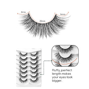 False Eyelashes Fluffy False Lashes Wispy Natural Lashes 3D Faux Mink Lashes 7 Pairs Jiocolor Volume Eye Lashes DJ-20