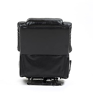 Electric Power Lift Chairs Recliner,Genuine Leather Upholstered Reclining Lifting Chair,Heated Vibration Massage Sofa Armchair, Dual Motor Infinite Position Lounge Couch w/Side Pockets and USB Ports