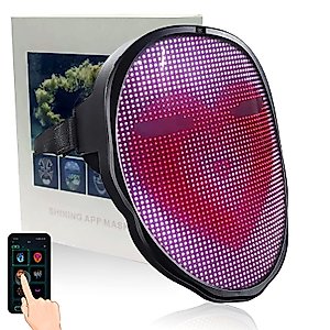 RHAPHONY Led Mask with Bluetooth Programmable, Halloween Light up Mask for Masquerade Party Costume Mask Cosplay Mask, Multicolor, Large