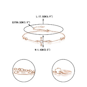 EVER FAITH CZ 925 Silver Infinity Charm Cross Bracelet, Rose Gold Cross Adjustable Link Dainty Religious Jewelry Gift for Women