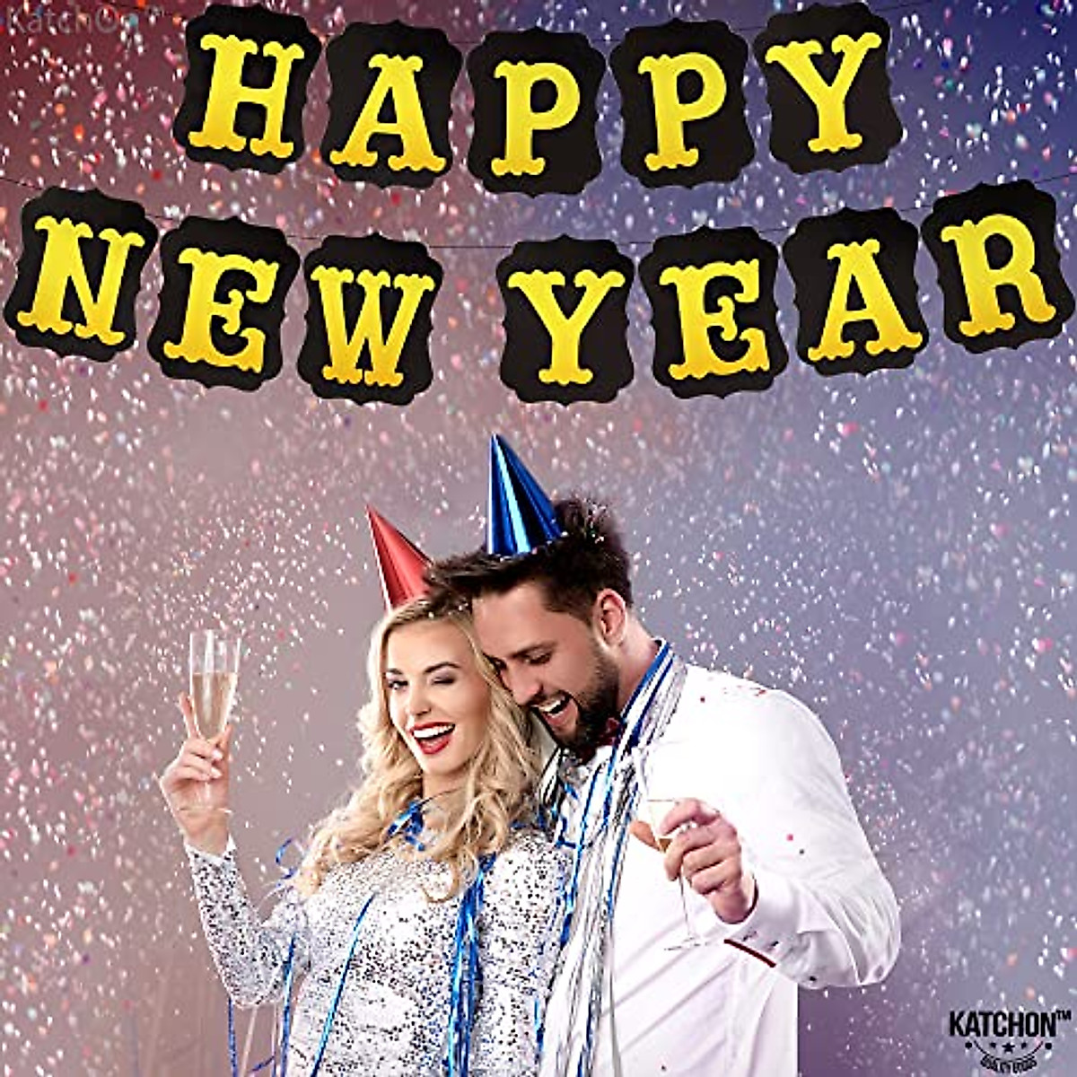 Shiny, Happy New Year Banner 2023 - No DIY, 10 Feet | New Years Eve Party Supplies 2023 for New Years Decorations 2023 | Happy New Year Sign for Happy New Year Decorations 2023 | NYE Decorations 2023