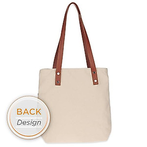 Christian Art Gifts Canvas Floral Tote Bag for Women: Amazing Grace Inspirational Scripture for Shopping, Supplies, Books, Accessories, Vegan Leather, Pocket, Zippered Closure, Creamy Tan & Brown