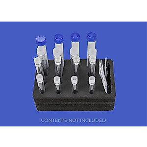 Polar Whale Personal Travel Test Tube Holder Rack Black Foam Lab Storage Supplies Organizer Compact Mini Stand Transport Holds 16 Tubes Fits up to 11mm 13mm 15mm 17mm Diameter