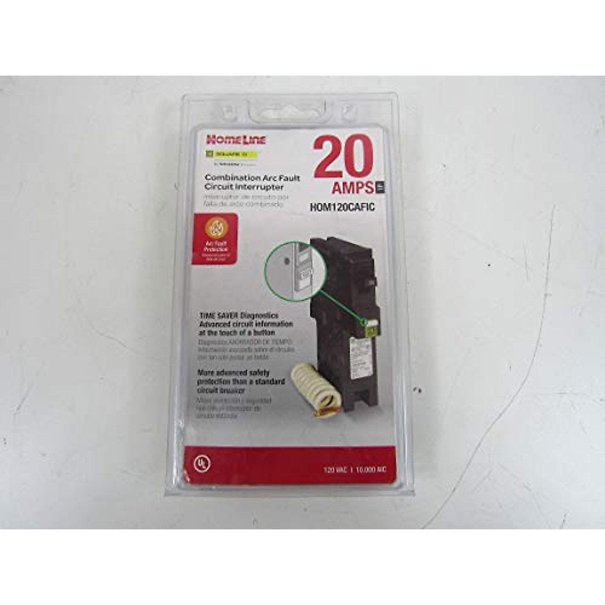 Square D by Schneider Electric HOM120PCAFIC Homeline Plug-On Neutral 20 Amp Single-Pole CAFCI Circuit Breaker, (N/A, 20, 4-Pack)