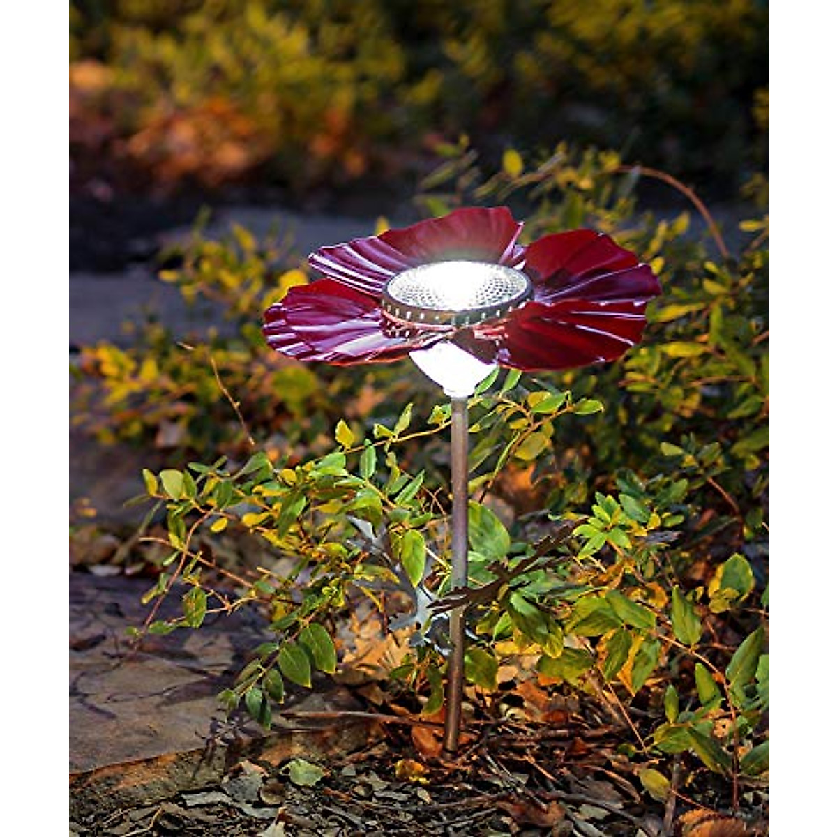 Desert Steel Flower Solar Light - (Red Poppy - 18" H x 11.5" W) - 20 ...
